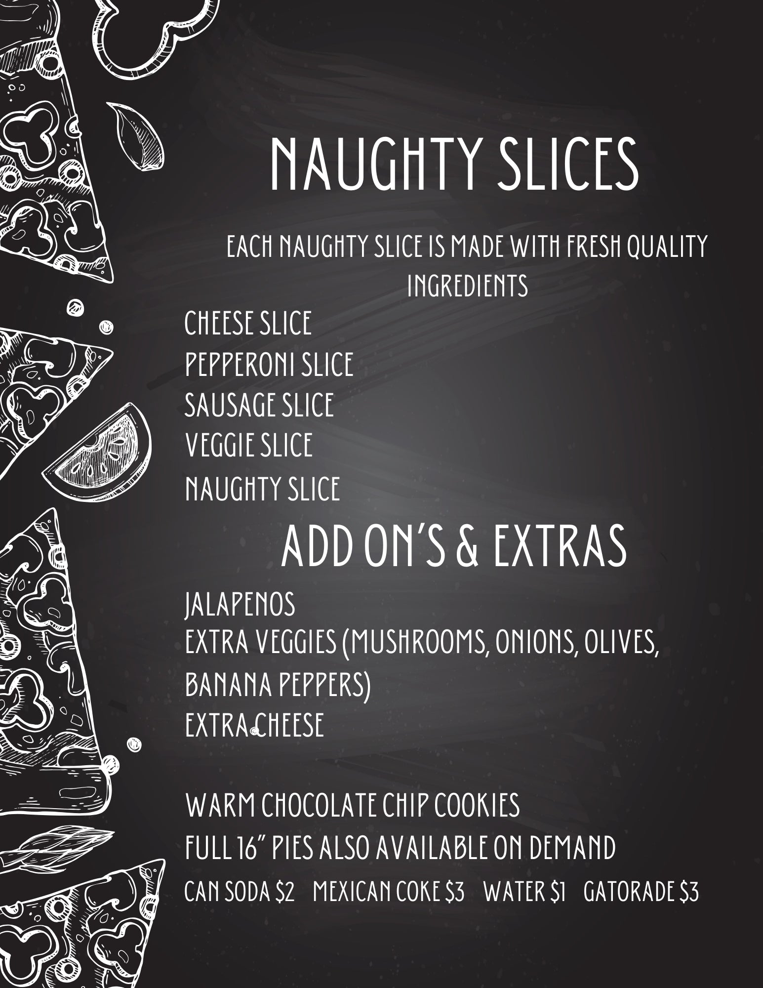 Menu - Naughty Slices Merch
